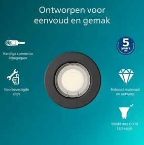 Philips Peridot černá O8,3 cm / Vestavné svítidlo / GU10 / 7W / IP20