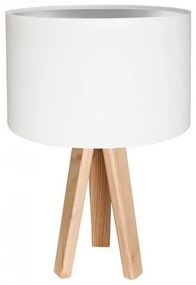 Stolní lampa Luna bílá + stříbrný vnitřek + dřevěné nohy