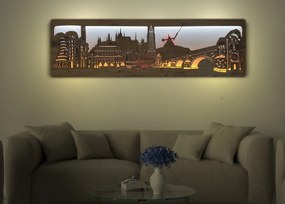 Li-Go "Praha" světelný obraz 230V 130x40 cm provedení povrchu: dub světlý