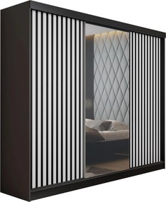 Posuvná skříň MALANI - černý + bílý 200x205x59 cm