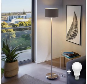 LED Stojací lampa TUNJA 1xE27/20W/230V pr. 30 cm matný chrom/hnědá