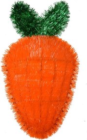 Oranžová nástěnná plastová dekorace mrkev - 20*3*37 cm