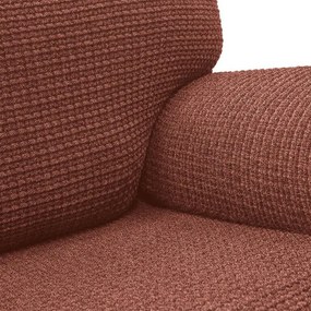 Super strečové potahy  RUBINIA cihlová rohová sedačka (š. 340 - 540 cm)