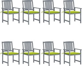 vidaXL Zahradní židle s poduškami 8 ks masivní akáciové dřevo [3078234] Barva: Jasně zelená