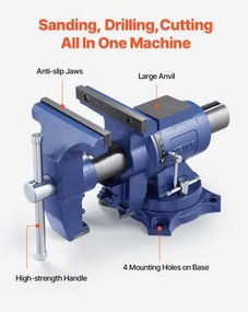 16,5 cm víceúčelový stolní svěrák Heavy Ductile Iron otočná základna 360°