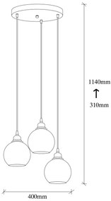 Lustr na lanku SMOKED 3xE27/40W/230V