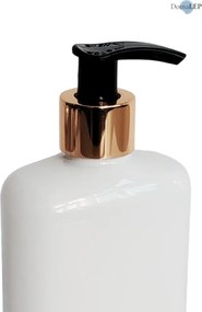 Dávkovač na mýdlo 250 ml bílý s černo-zlatou pumpičkou LIMA