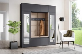 Eka Předsíňová stěna s čalouněnými panely Trinity 32 - Grafit / Béžová 2304
