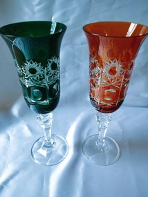Vysoké barevné sklenice na šampaňské 150 ml, 2 ks - Vzor 5