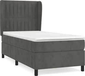Box spring postel s matrací tmavě šedá 100x200 cm samet 3129316