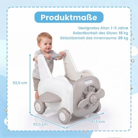 Costway 3-in-1 Dětské chodítko z plastu se skládacím sedákem, úložným prostorem