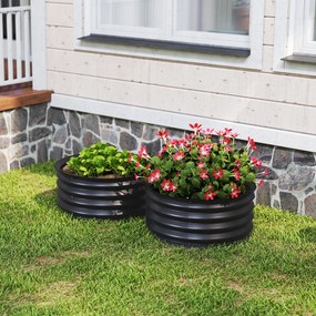 Outsunny Sada vyvýšených záhonů z oceli, 2 kusy, Nádoba na rostliny do skleníku, Skládací květináč pro zahradní balkon, Zeleninový záhon Ø60x30cm, Kv…