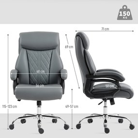 Kancelářské křeslo HOMCOM pro vysoké a silné uživatele (Big & Tall) – PU kůže, pružinový sedák, tiché kolečka, vysoké opěradlo, výškově nastavitelné,…