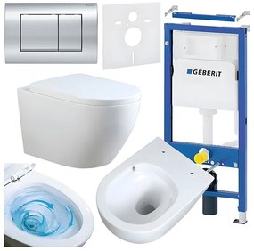 BPS-koupelny Podomítkový modul Geberit DuoFix s WC mísou MU-WH-TR-02 + ovládací tlačítko Delta 30 chrom