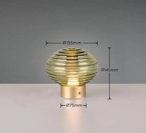 Stmívatelná LED stolní lampa v zelené a zlaté barvě se skleněným stínidlem (výška 14,5 cm) Earl – Reality