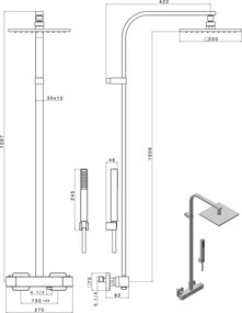 Sapho Dimy DM322BL sprchový sloup s termostatickou baterií 150 mm černá mat