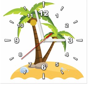 Gario Obraz s hodinami Ostrůvek se dvěma palmami Rozměry: 30 x 30 cm