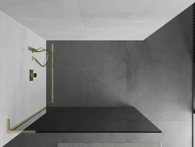 Mexen Kioto L, sprchová zástěna Walk-In 110 x 200 cm, 8mm šedé sklo, zlato - 800-110-103-50-40