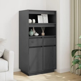 Skříň highboard šedá 60 x 40 x 116,5 cm masivní borové dřevo