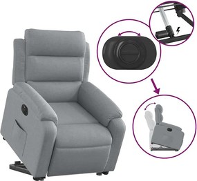 Elektrické zvedací polohovací křeslo světle šedé textil 3205004