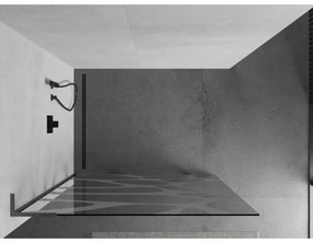Mexen Kioto L, sprchová zástěna Walk-In 110 x 200 cm, 8mm čiré sklo bílý vzor, ​​grafitový profil, 800-110-103-66-97