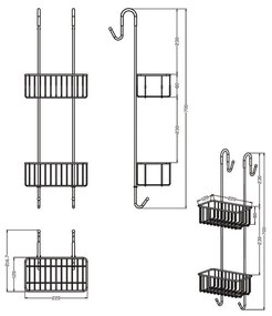 AQUALINE 37007 Chrom line police do sprchy závěsná, 22 x 70 x 20 cm, stříbrná