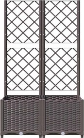 Zahradní truhlík s treláží hnědý 80 x 40 x 136 cm PP 318261