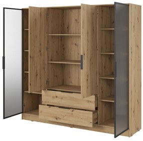 Šatní skříň Kelly 4D RD s policemi 206 cm dub artisan