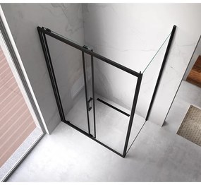 BPS-koupelny Obdélníkový sprchový kout HYD-OK103B 110x80 černý/transparent + vanička HYD-OSV-ST03B černá
