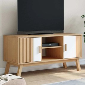 vidaXL TV skříňka OLDEN bílá a hnědá 114x43x57 cm masivní borové dřevo [358602]
