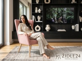 Relaxační křeslo ušák SIRI - růžový manšestr