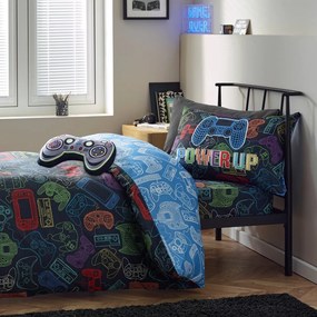 Černé dětské povlečení na jednolůžko 135x200 cm Power Up Gamer – Catherine Lansfield