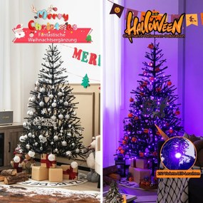 Costway 183 cm vysoký umělý sváteční strom Halloween s LED světly a dekoracemi