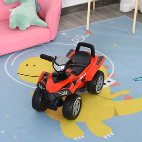 HOMCOM Dětský čtyřkolka bez pedálů pro děti od 18 do 36 měsíců, ATV se světly, klaksonem a tajným úložným prostorem 60x31x42 cm Červená