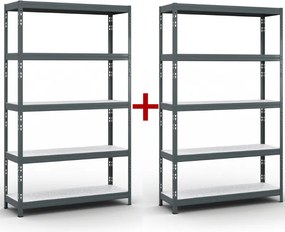 Policový regál 1+1 ZDARMA, 1966x1200x400 mm, nosnost 280kg