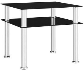 Odkládací stolek černý 45 x 50 x 45 cm tvrzené sklo - Default Title