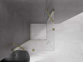 Mexen Velar Duo, sprchový kout s posuvnými dveřmi 90 x 90 cm, 8mm sklo námraza, zlatá lesklá, 871-090-090-32-50