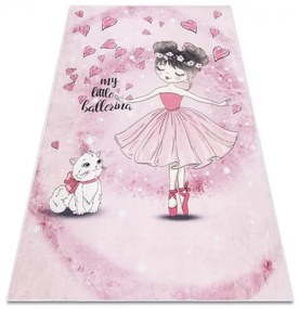 Dywany Luszczow Dětský kusový koberec BAMBINO 2185 pratelný Balerína, kočička, protiskluz, růžový Rozměr koberce: 140 x 190 cm