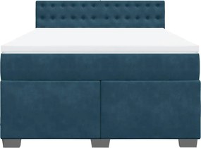 Box spring postel s matrací modrá 140 x 200 cm samet 3288646