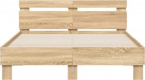 Rám postele s čelem a LED osvětlením dub sonoma 135 x 190 cm 3207569