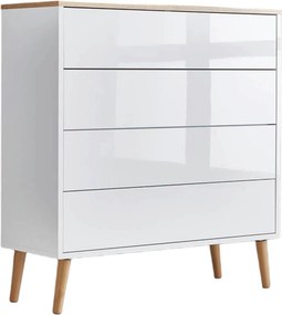 XXXLutz KOMODA, bílá, barvy dubu, vysoce lesklá bílá, 79/86/33 cm MID.YOU - Komody na nožičkách - 001067000302