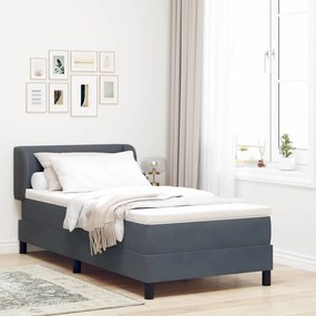 Postel s boxspringem s čelo Tmavě šedá 90 x 200 cm samet 3340371