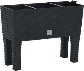 Vyvýšený záhon antracitový 60 x 25 x 46 cm PP ratan 152208