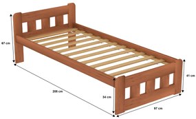 Maxi Zvýšená postel z masivu Nikola 90 x 200 cm - barva Olše