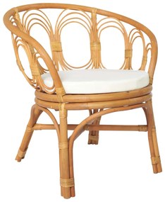 Jídelní židle s poduškou hnědá přírodní ratan a lněné plátno,  325477