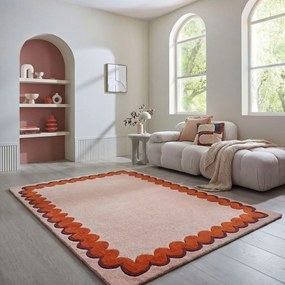 Oranžový/v přírodní barvě ručně tkaný vlněný koberec 200x290 cm Wiggle Wool – Flair Rugs