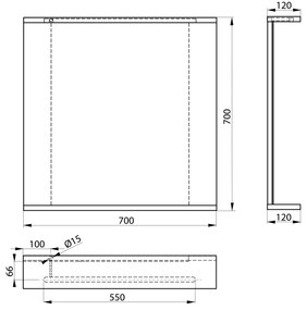 Aqualine KORIN STRIP zrcadlo s LED osvětlením 70x70x12cm - KO380S