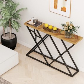 Costway 140 cm Konzolový stůl Farmhouse Entry Table s geometrickou kovovou