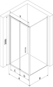 Mexen Exo, skládací sprchová kabina, dveře 110 cm + boční stěna 100 cm, transparentní sklo, černá, 816-110-100-70-00