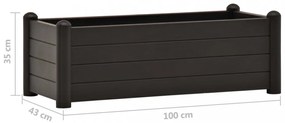 Vyvýšený záhon PP antracit Dekorhome 100x43x35 cm